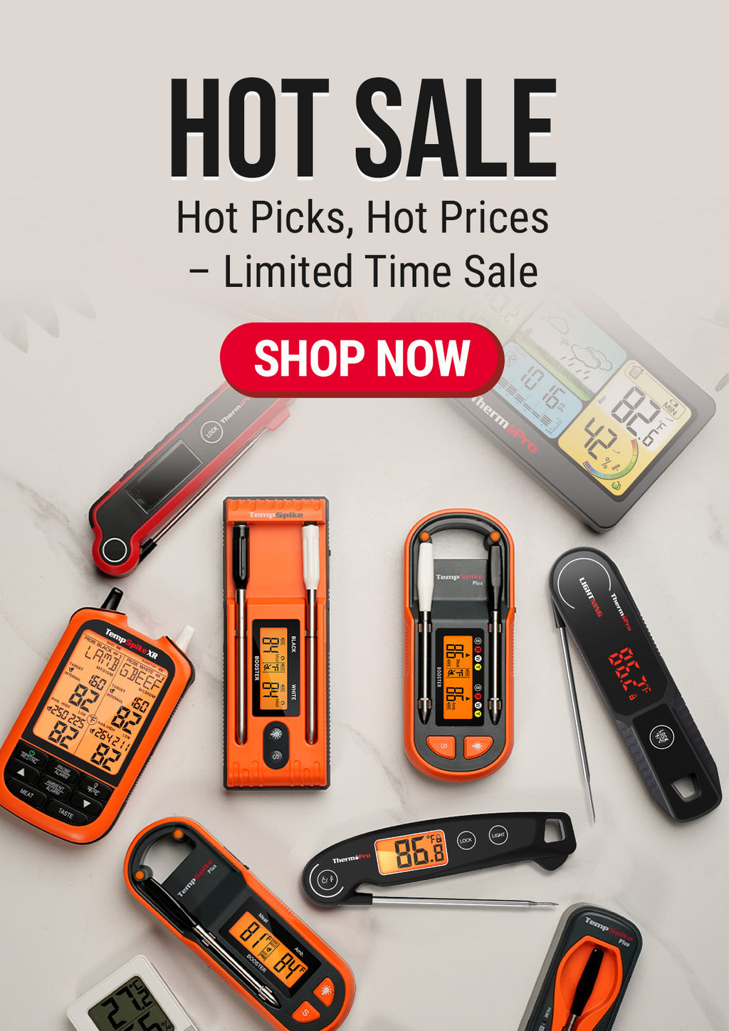 ThermoPro | Thermomètre à viande sans fil et hygromètre numérique